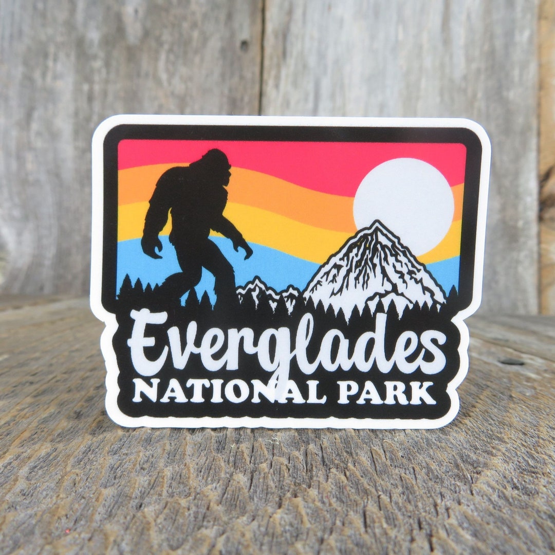Everglades National Park Bigfoot Sticker Florida Retro Sunset Mountain ...