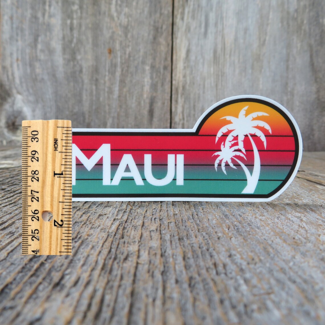 Hawaii Maui Tropical Sunset Sticker Palm Tree Retro Destination ...