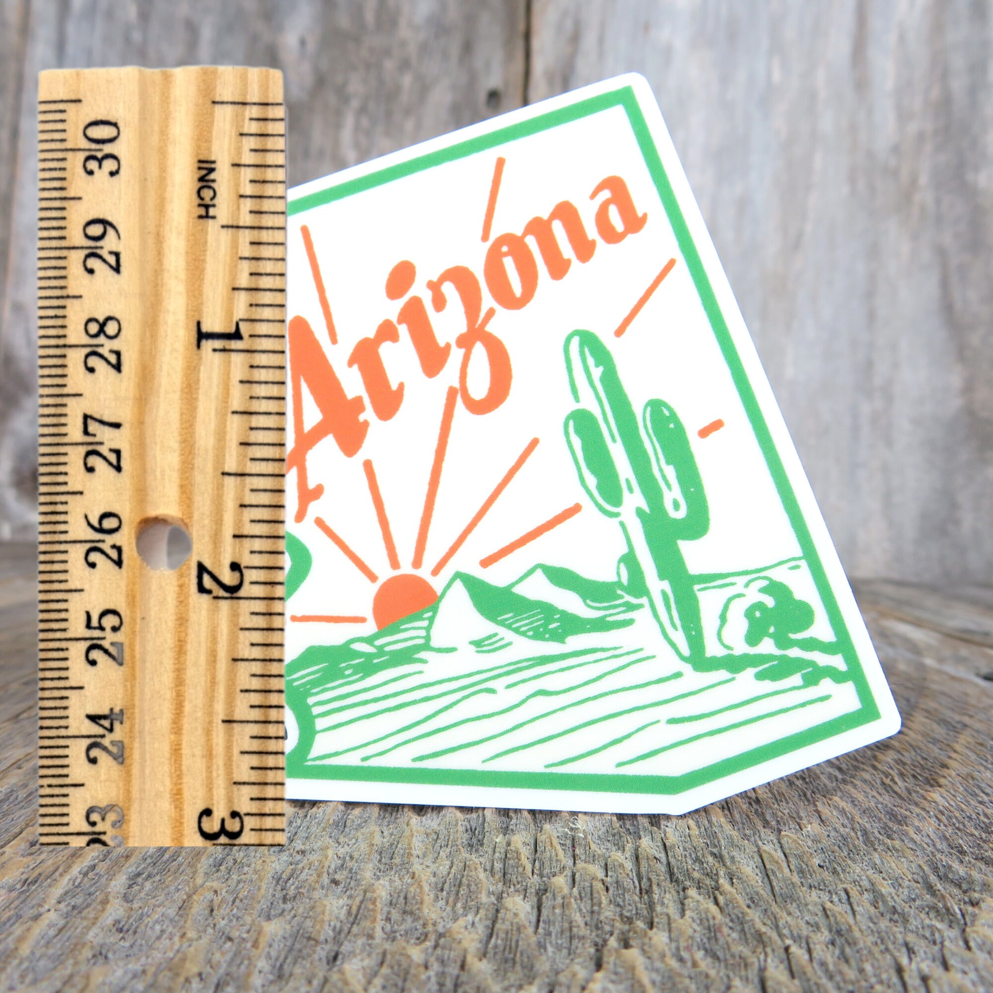 Arizona State Shaped Sticker Retro Color Cactus Travel Souvenir Laptop ...