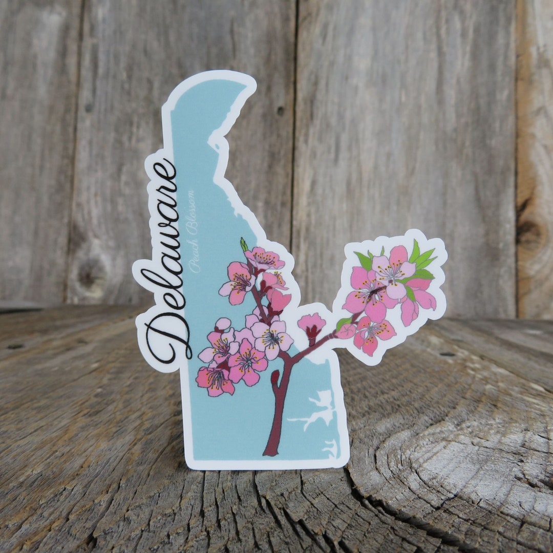 Delaware State Shaped Sticker Peach Blossom State Flower Waterproof ...