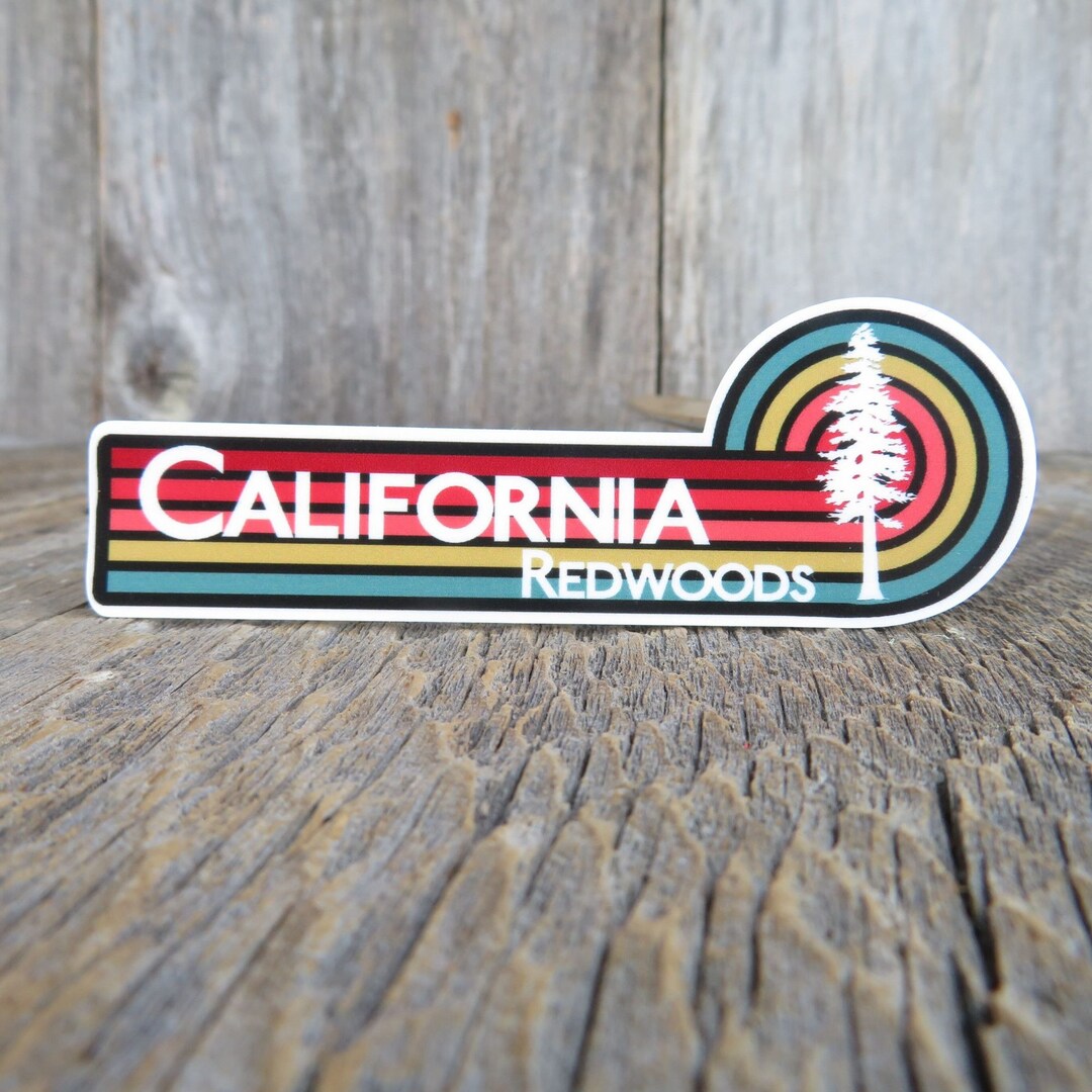 California Sticker Redwood Tree Retro Sunset Rainbow Souvenir Travel ...