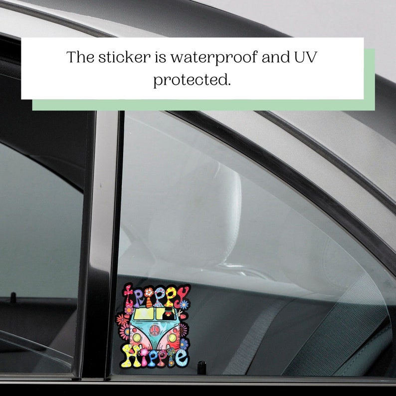 Trippy Hippie Sticker Van Peace Sign Flower Power Bright - Etsy