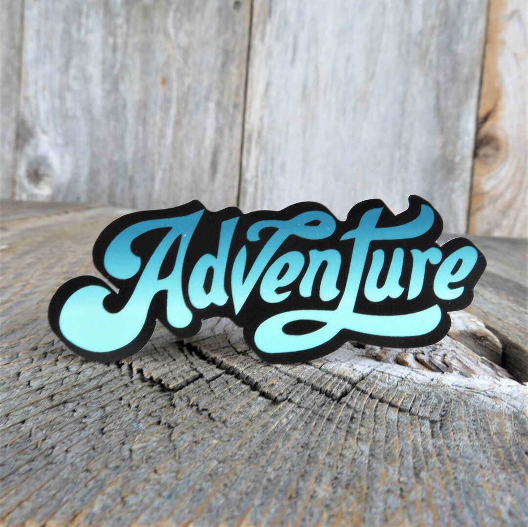 Adventure Sticker Bubble Letter Green Retro Outdoor Lover Mountain ...
