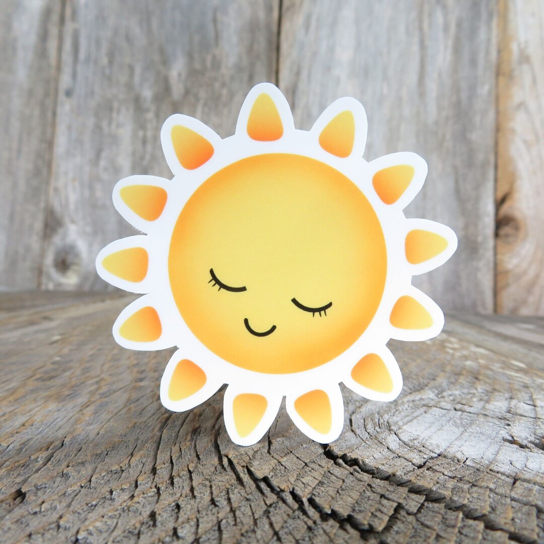 Sleeping Sun Sticker Waterproof Cute Sunshine Full Color Water Bottle ...