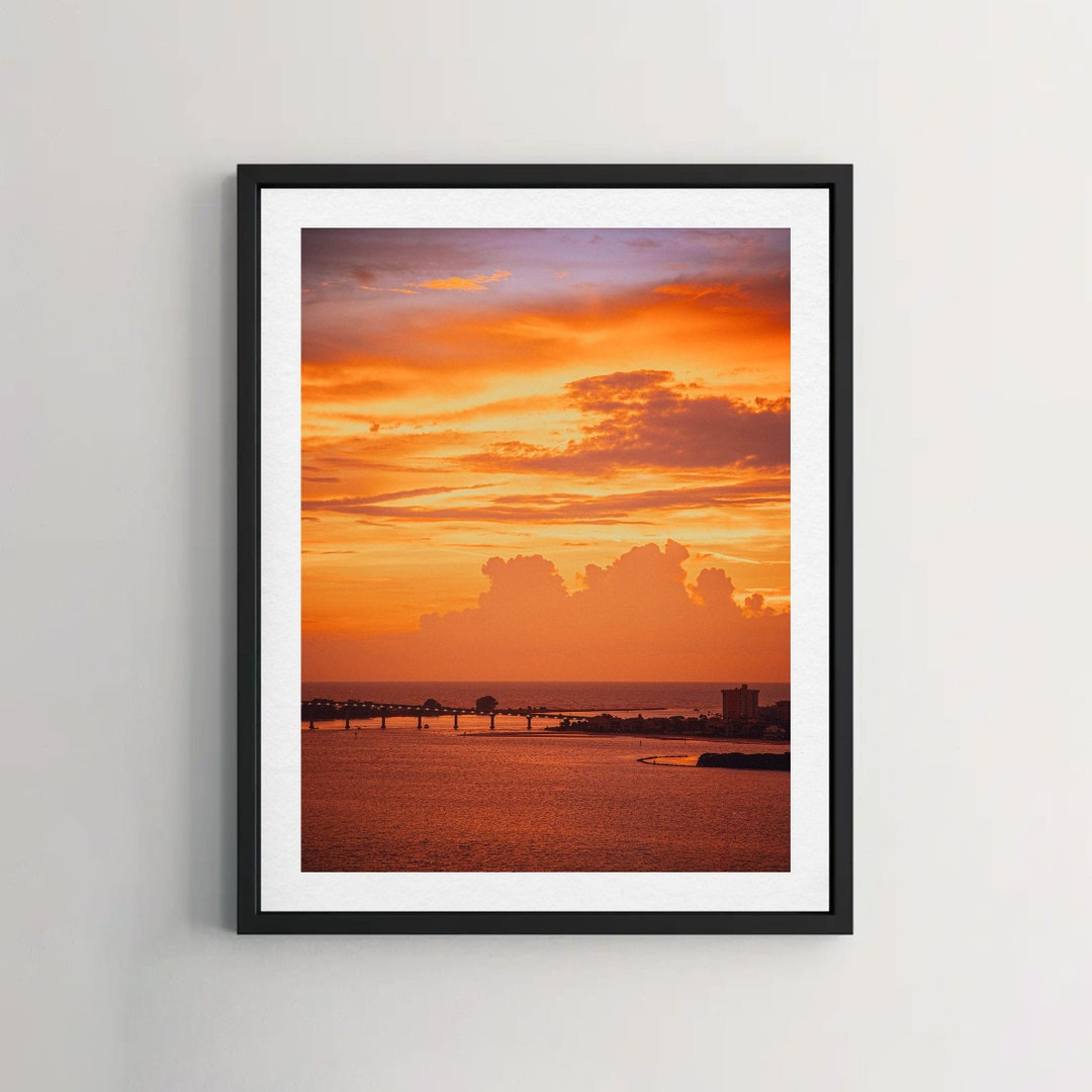 Florida Sunset Photography Print, Sunset and Clouds Over Ocean, Wall ...