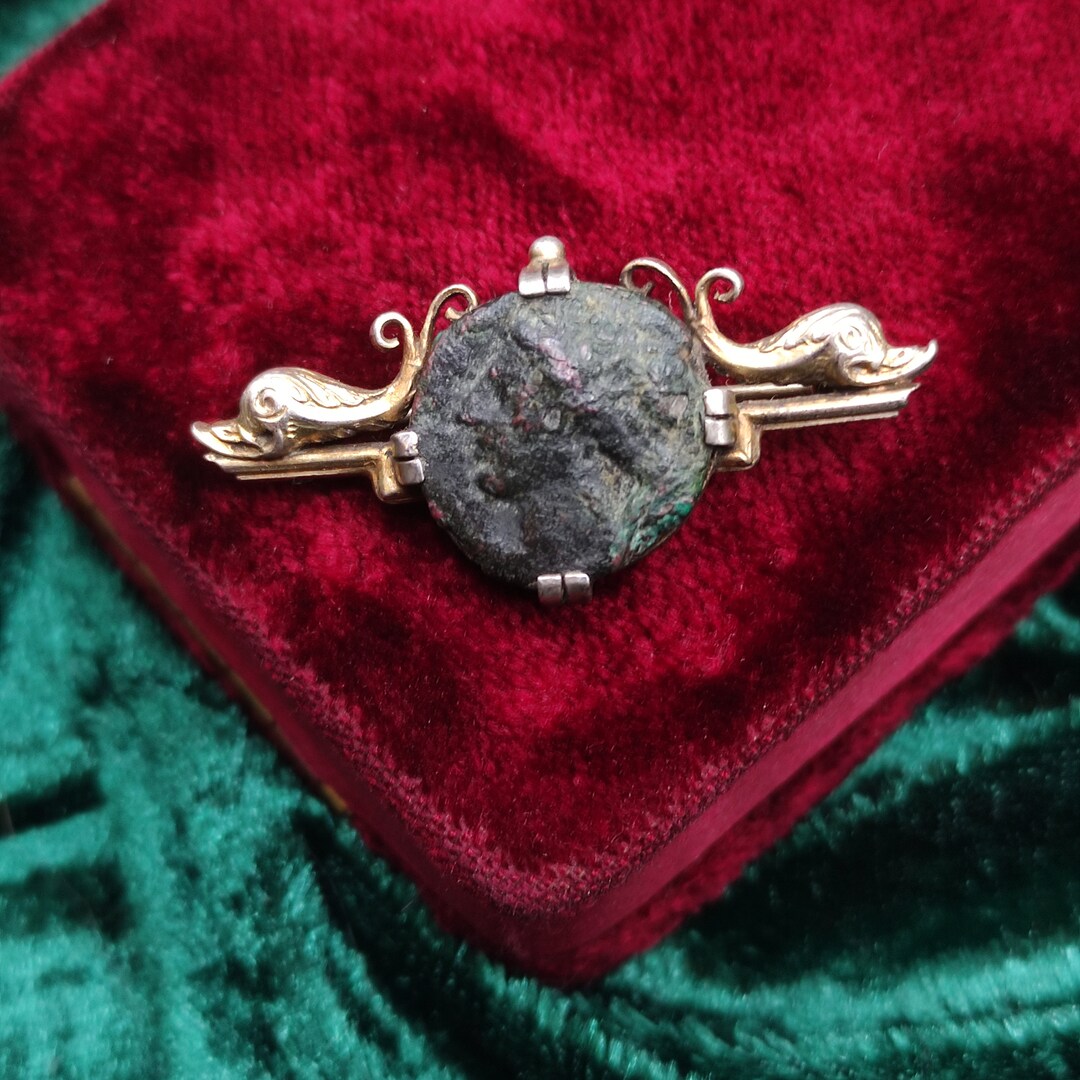 Reserved Please Do Not Buy an Antique Brooch Dolphins & a Roman Coin - Etsy