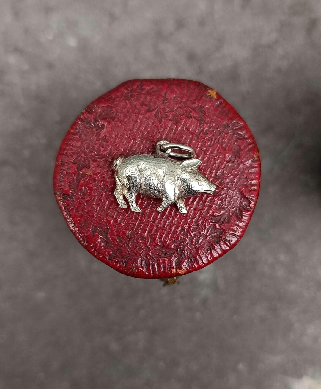 Platinum Vintage Tiny Pig Talisman - Etsy