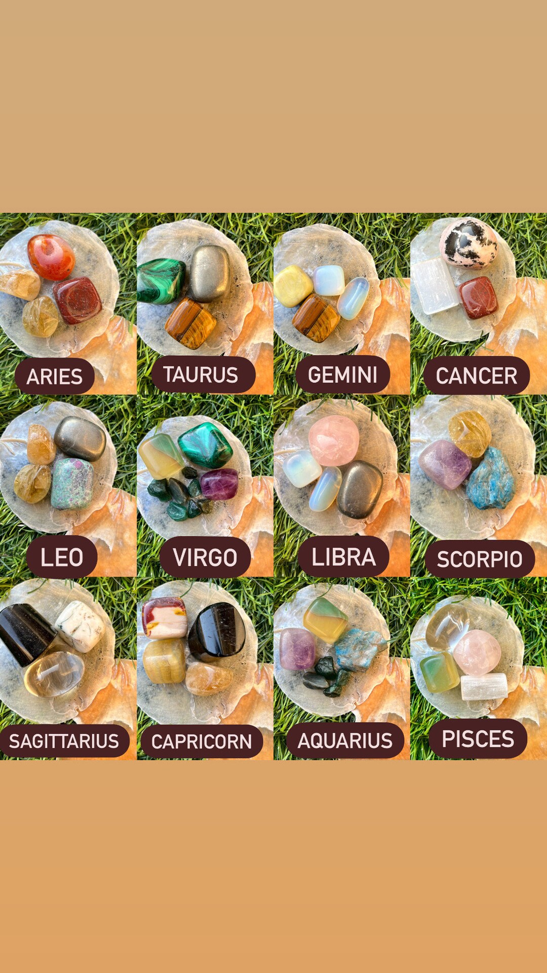 Crystal Zodiac Kit/ Birthstone/ A Grade Astrological Gift/ 12 Zodiac ...