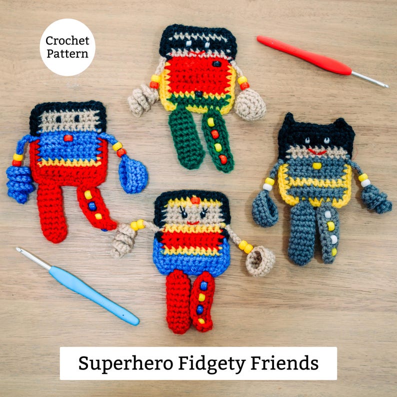 Superhero Fidgety Friends Crochet Pattern. Fidget Toy to Calm Anxiety ...