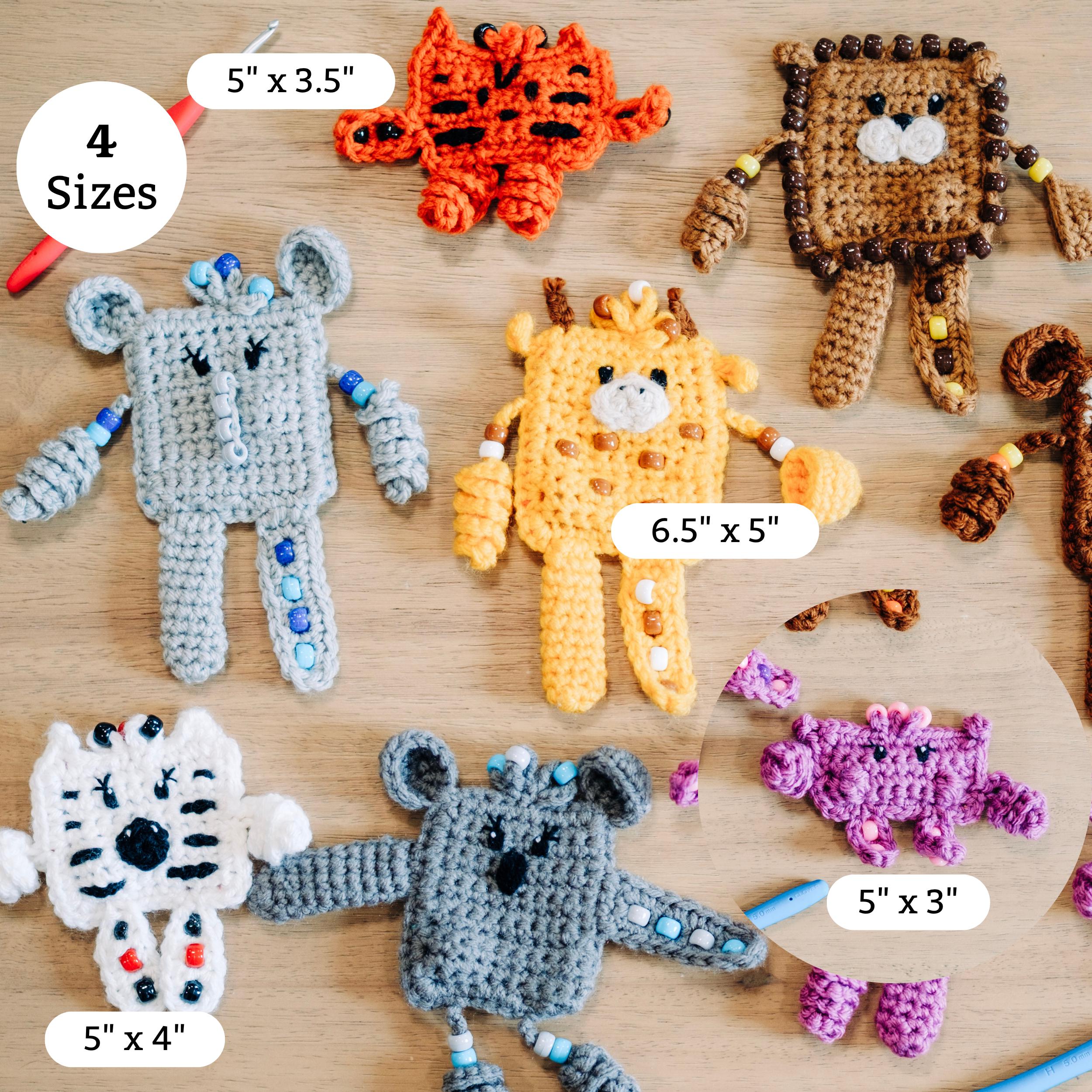 Animal Fidget Toy Crochet Pattern, Lion, Tiger, Koala Beaded Marble ...