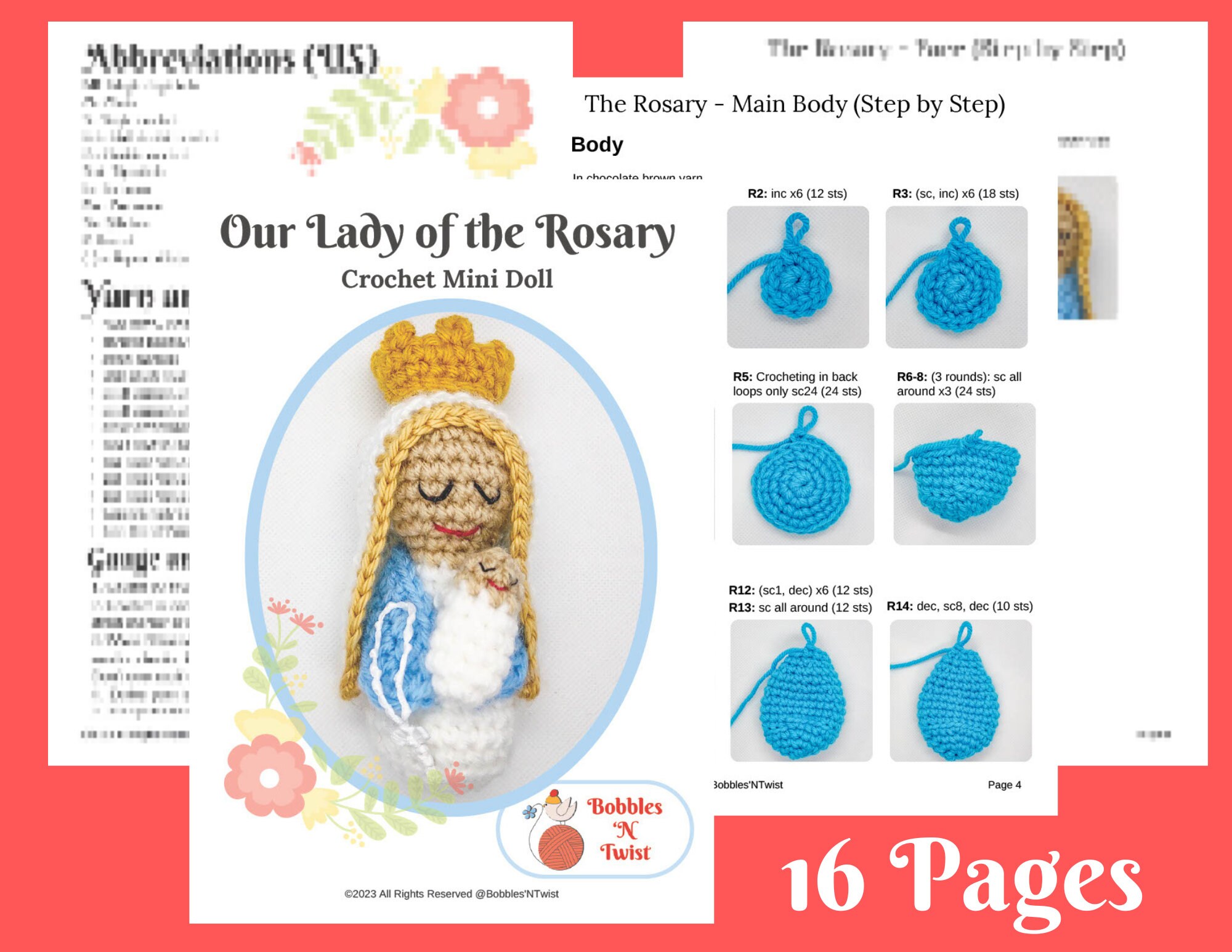 Our Lady of the Rosary Crochet Mini Doll Pattern Virgin Mary Catholic ...