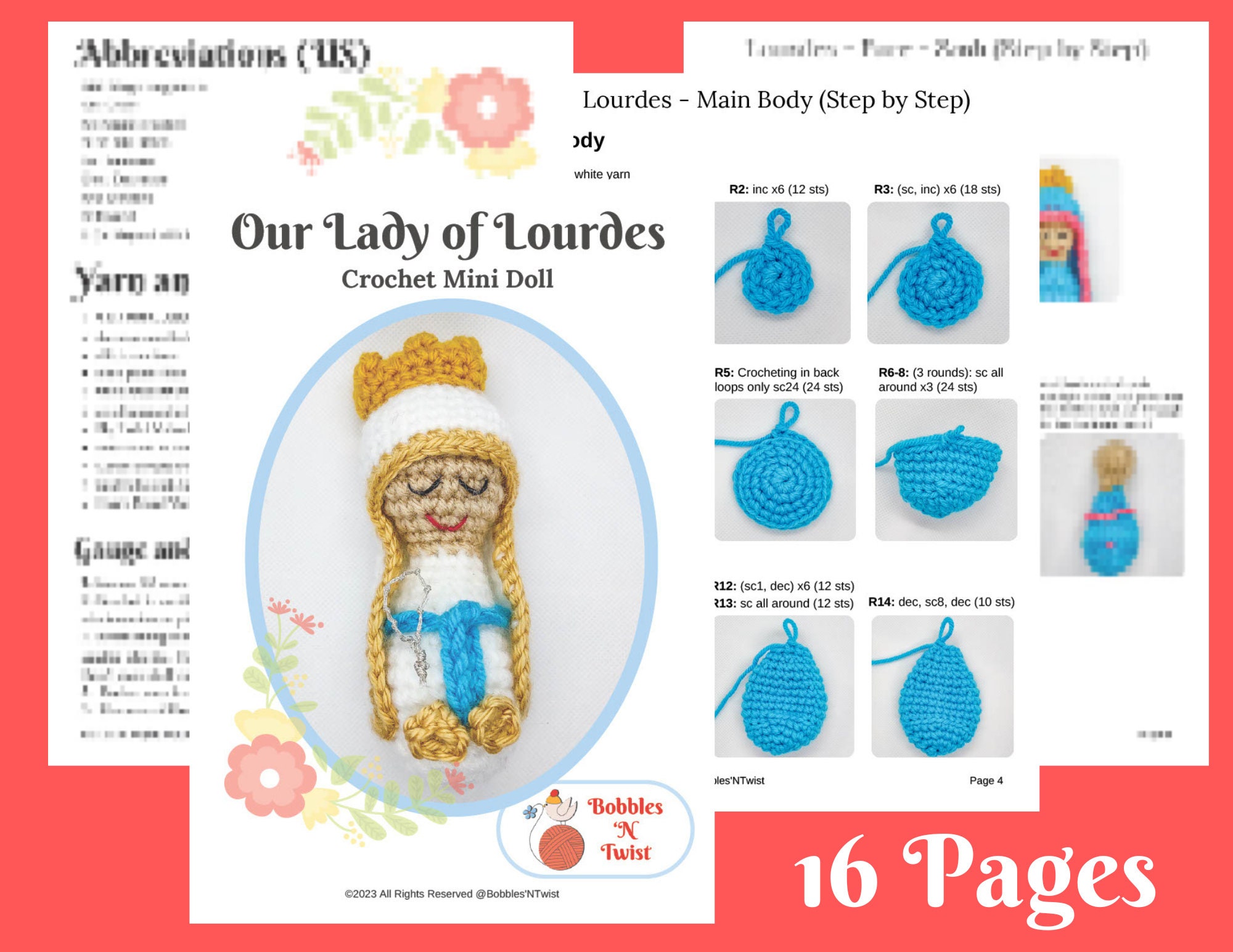 Our Lady of Lourdes Crochet Mini Doll Pattern Virgin Mary Catholic ...