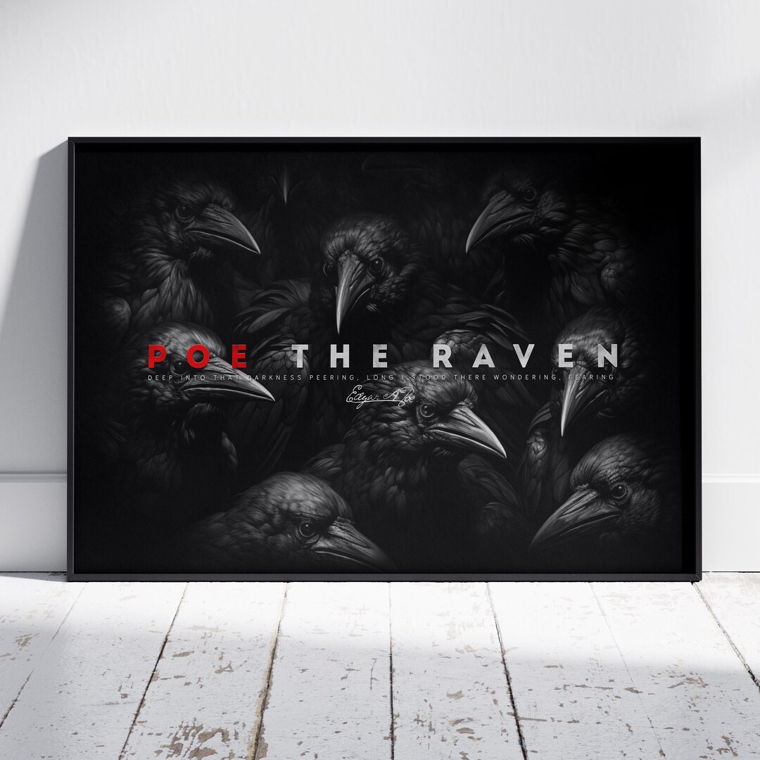Edgar Allen Poe Raven Poster Printable Art With Blank and - Etsy