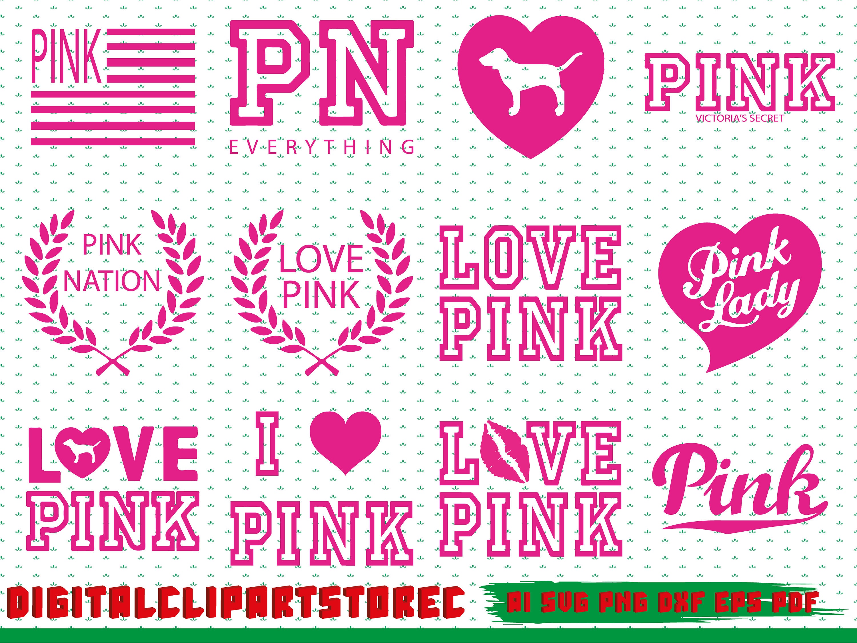 Love Pink SVG Bundle Love Pink Love Pink Clip Art Love - Etsy