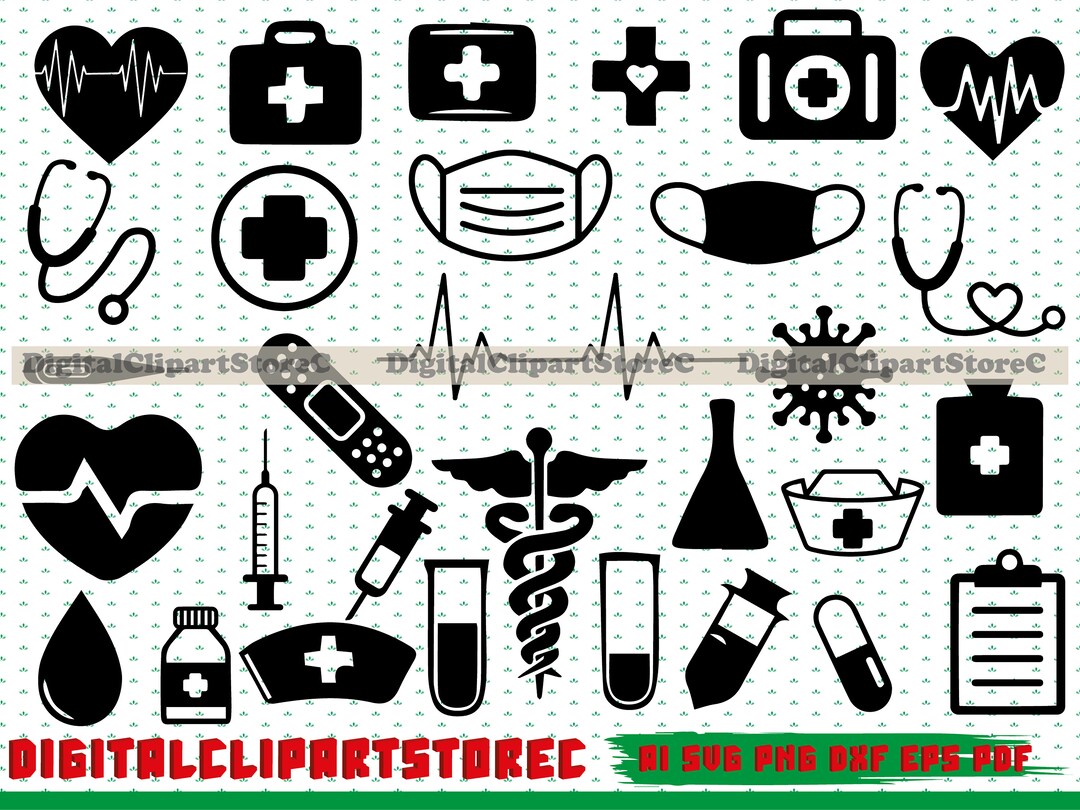 Nurse Medical Tools and Icons Svg, Nurse Clipart, Doctor Items Svg ...