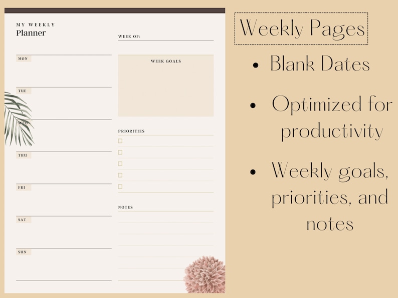 Weekly Planner Printable 2023 Calendar Personal Planner Productivity ...