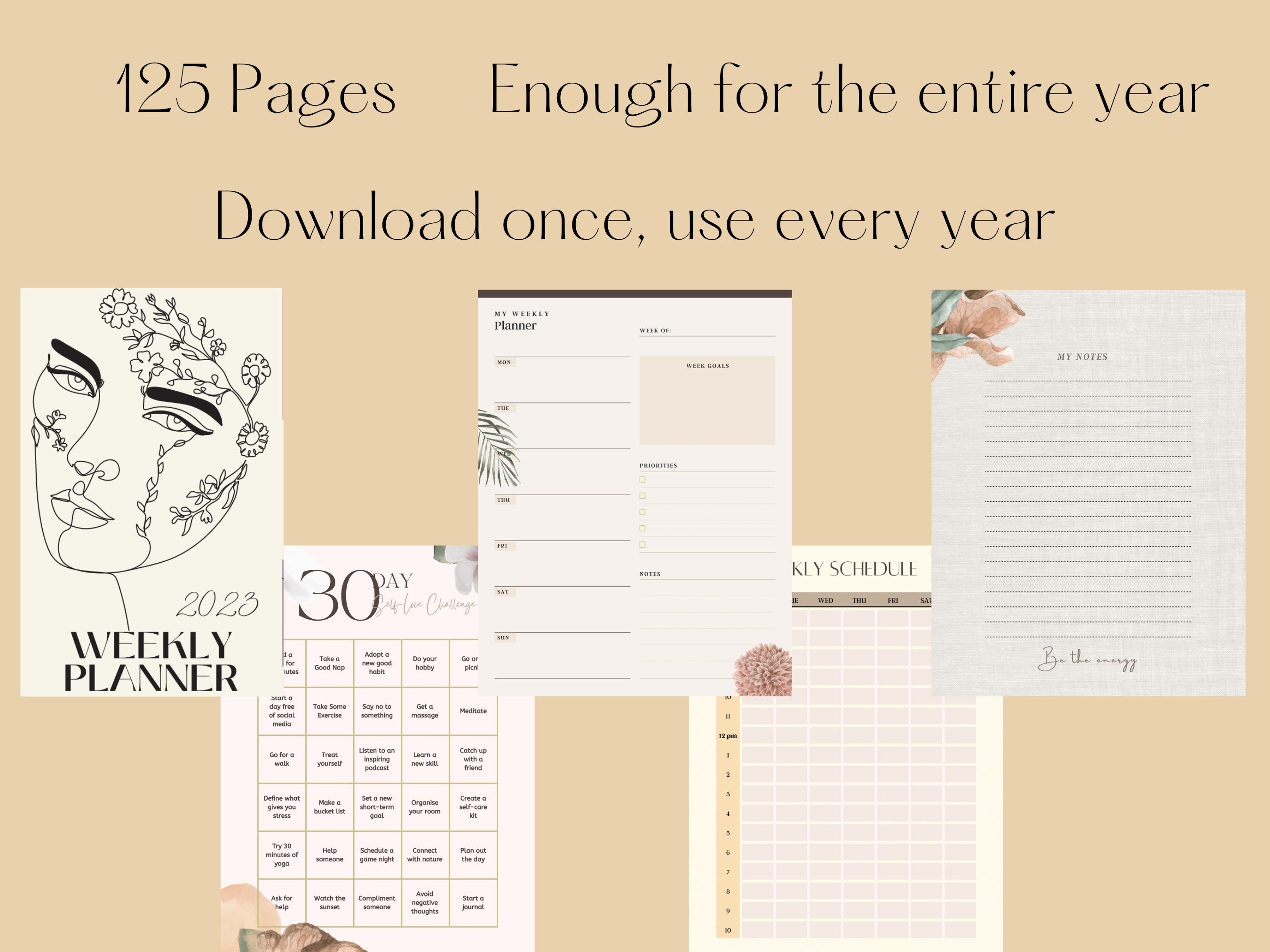 Weekly Planner Printable 2023 Calendar Personal Planner Productivity ...