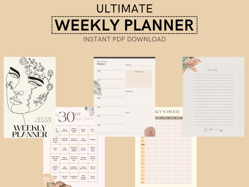 Weekly Planner Printable 2023 Calendar Personal Planner Productivity ...