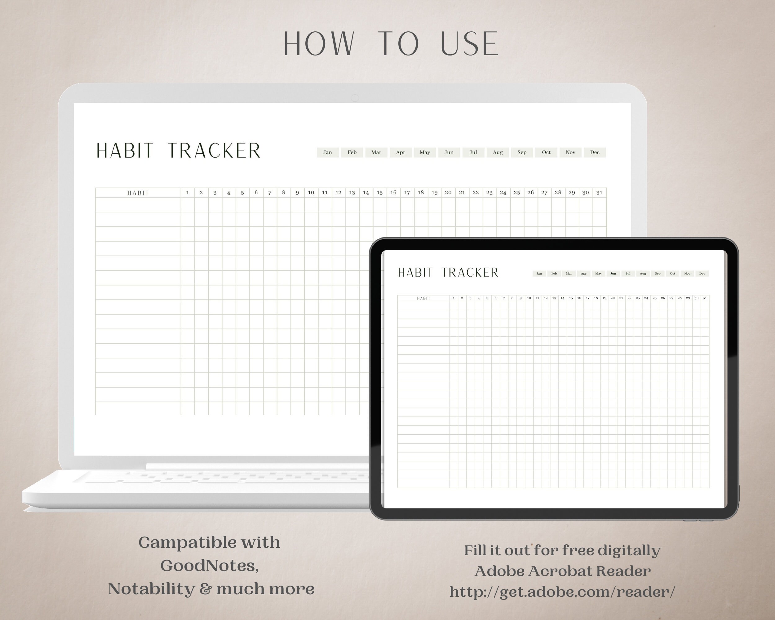 Habit Tracker | Digital Planner | Daily Weekly Monthly Planner | Habit ...