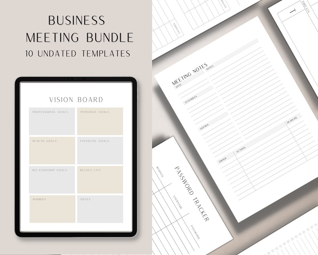 Meeting Notes | Bundle | Business Templates | Note Taking | Digital ...