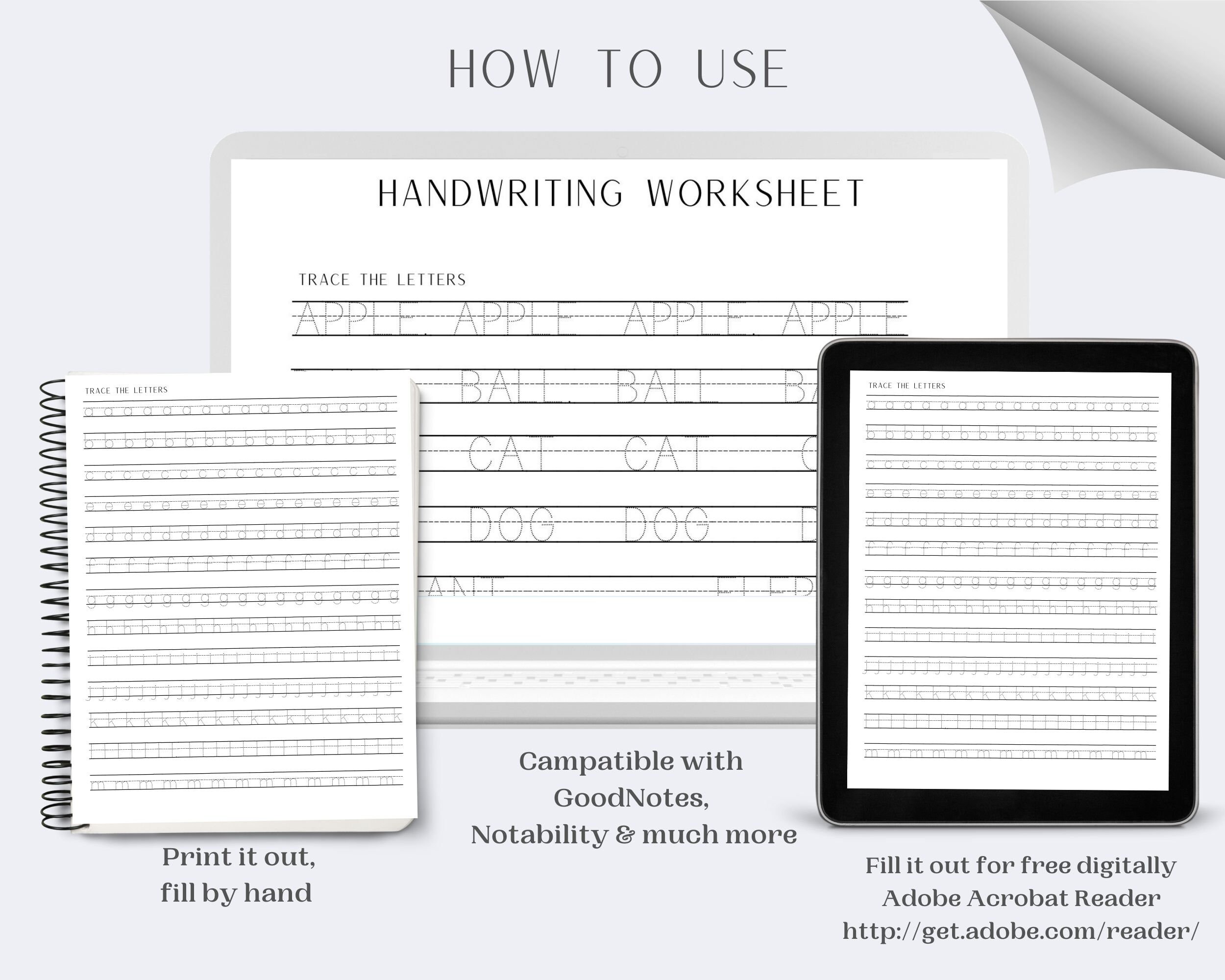 Handwriting Printable Worksheets Sheets Home Schooling Alphabet PDF ...