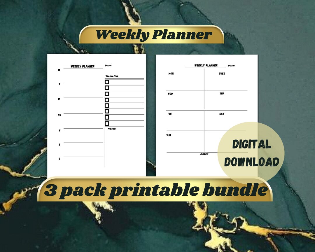 Weekly Planner Printable 3 in 1 |simple Weekly Planner | Desk Weely ...