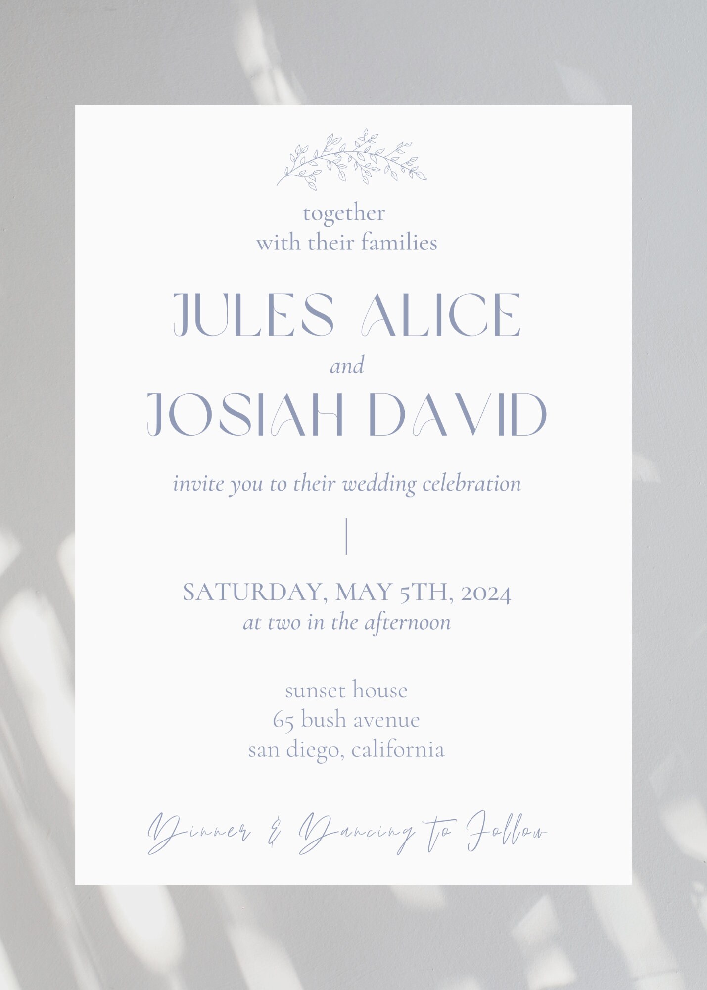 Blue and White Wedding Invitation Template Download - Etsy