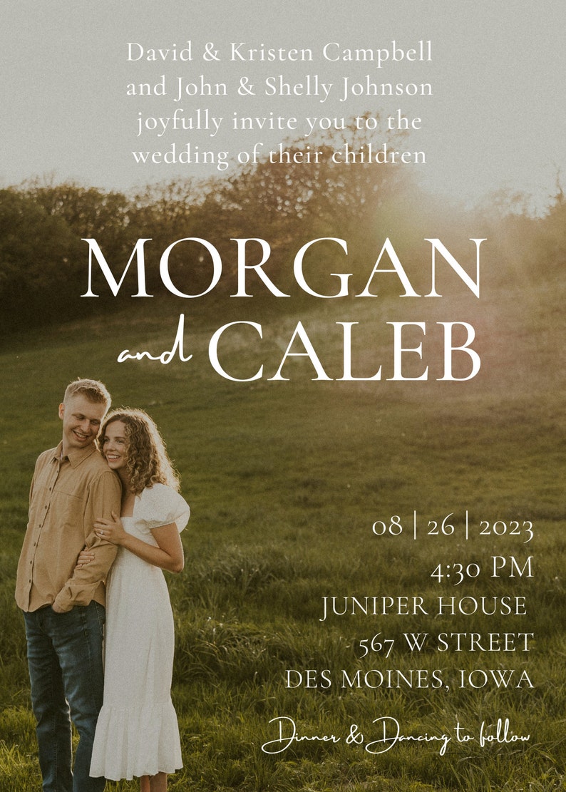 Wedding Invitation Template, Invitation With Photo, Minimalist, Neutral ...