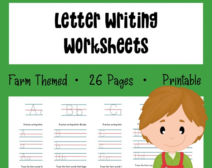 Farm Theme Letter Writing Worksheets Bundle 26 Pages for Kindergarten ...