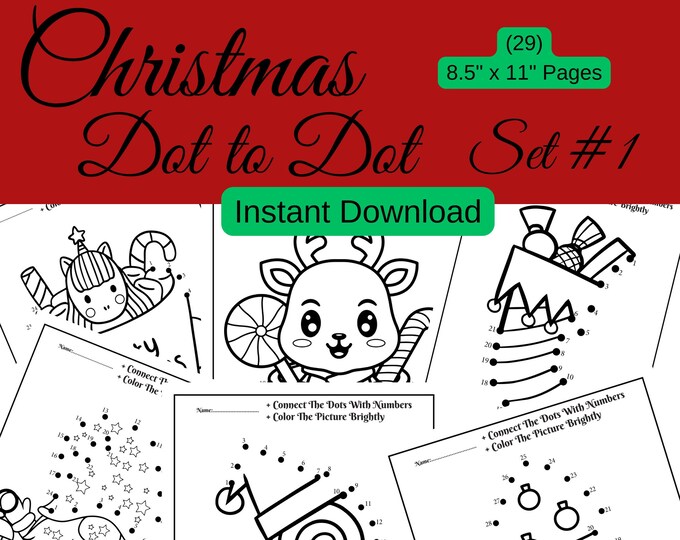 Deck the Dots: Holiday Dot to Dot Coloring Sheets Set 1 Christmas ...