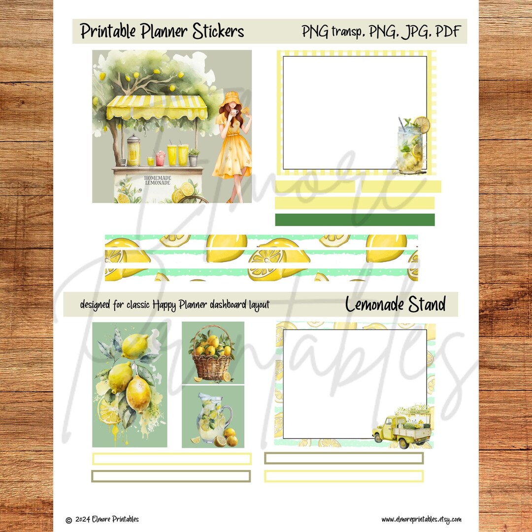 Lemonade Planner Stickers Dashboard Layout Classic HP Weekly Kit ...