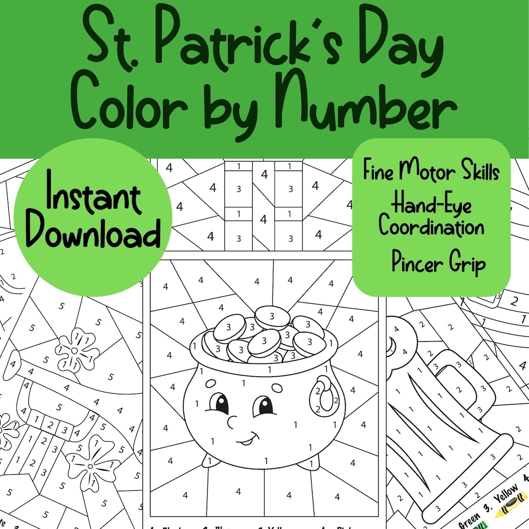 Color by Number St Patrick's Day PDF Coloring Pages Instant Download ...