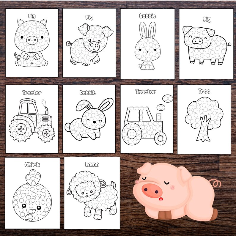 Farm Dot Marker Color Pages Down on the Farm Coloring Pages Farm-themed ...