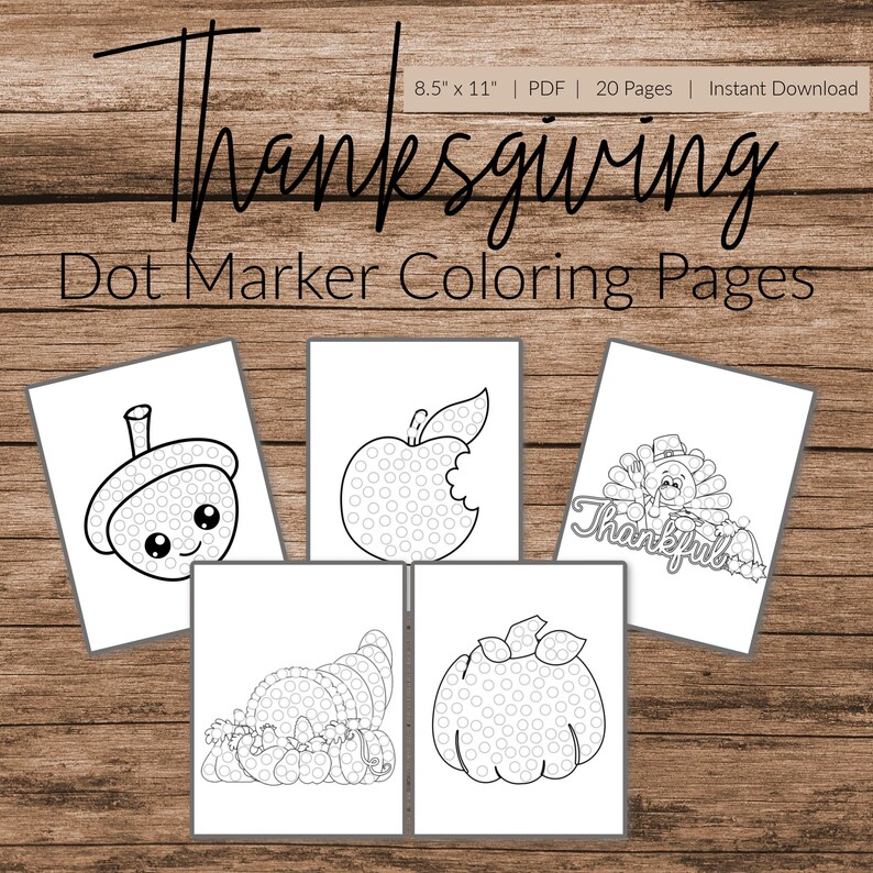 Thanksgiving Dot Marker Coloring Page Thanksgiving PDF - Etsy