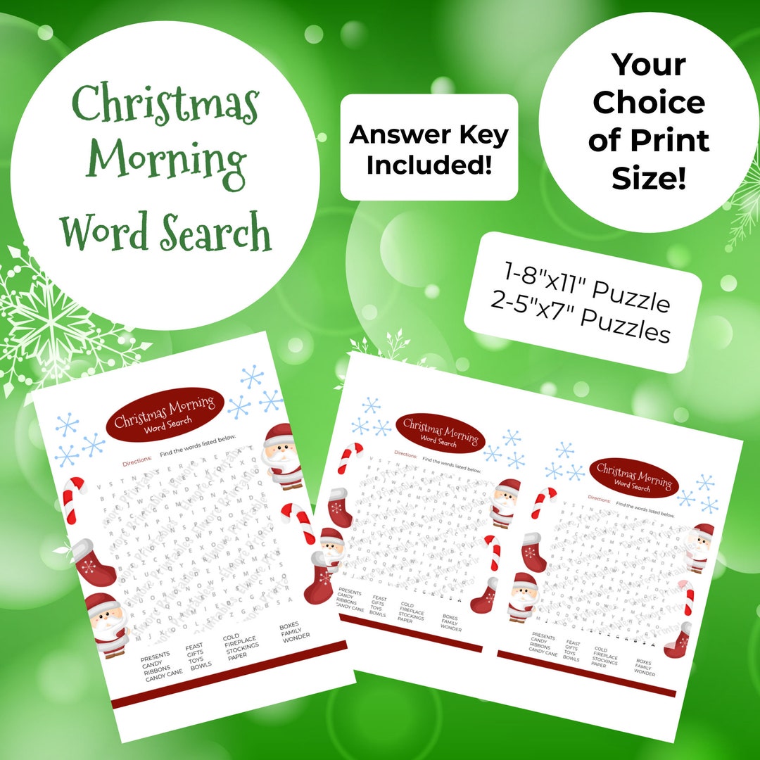 Word Search Puzzle; Christmas Word Search Puzzle; Christmas Morning ...