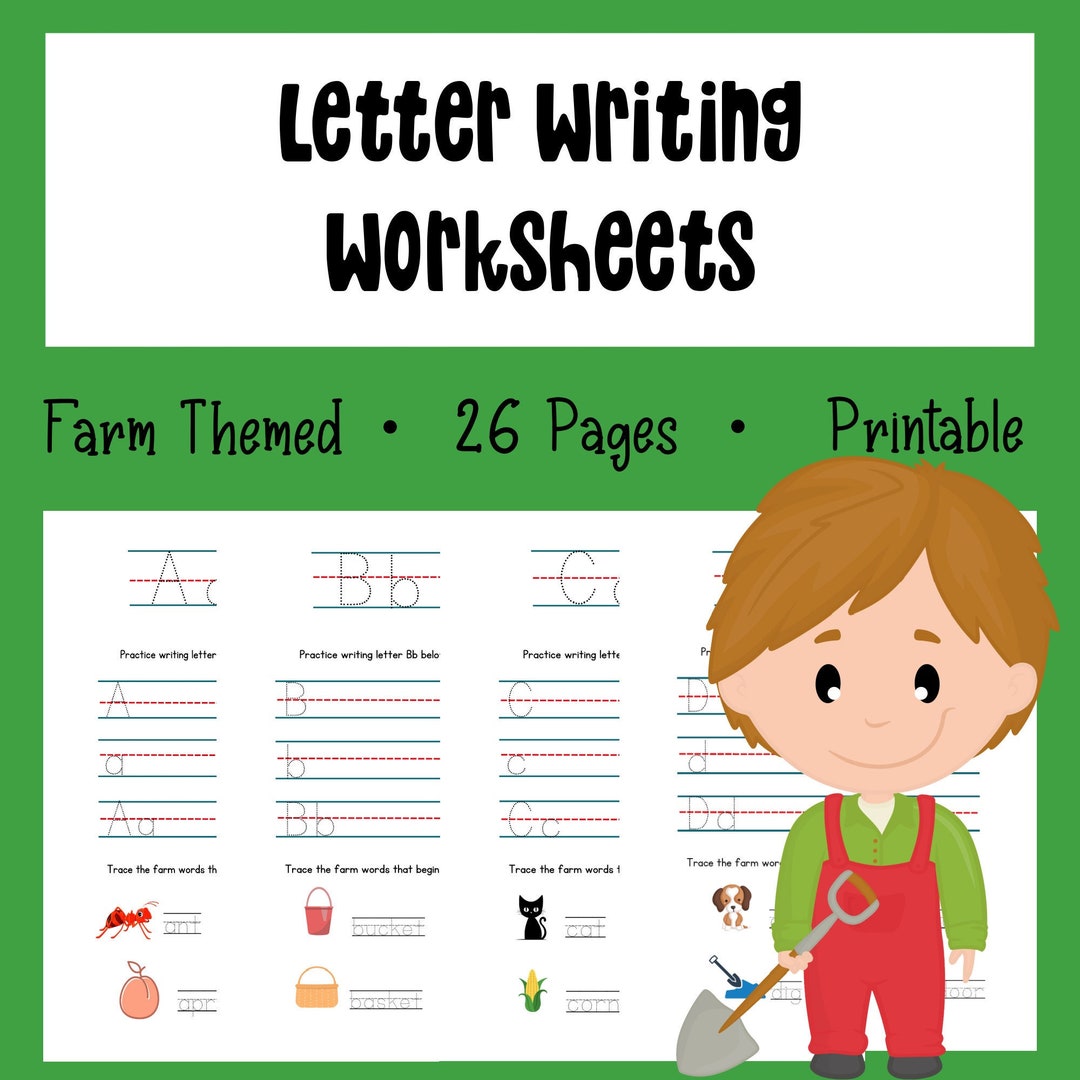 Farm Theme Letter Writing Worksheets Bundle 26 Pages for Kindergarten ...