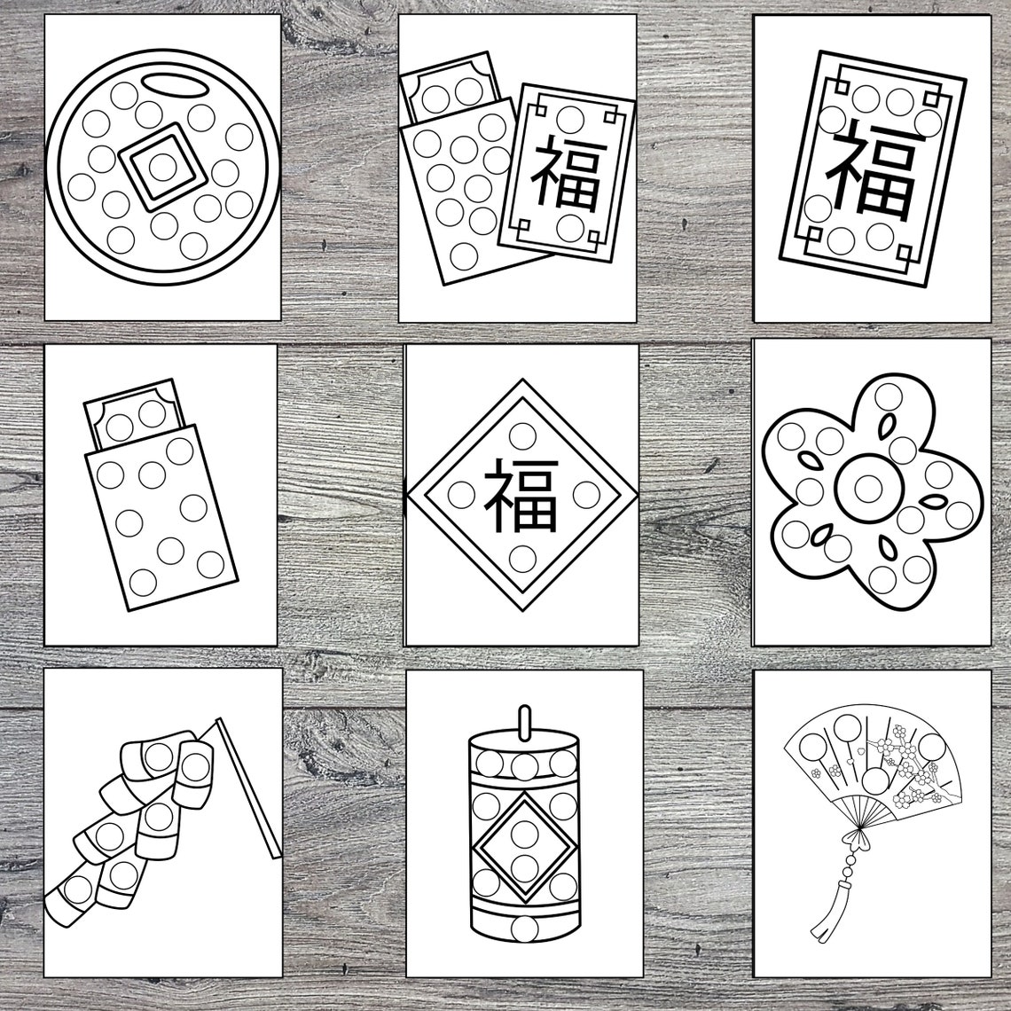 Dragon Dots: Year of the Dragon Dot Marker Coloring Pages Lunar New ...