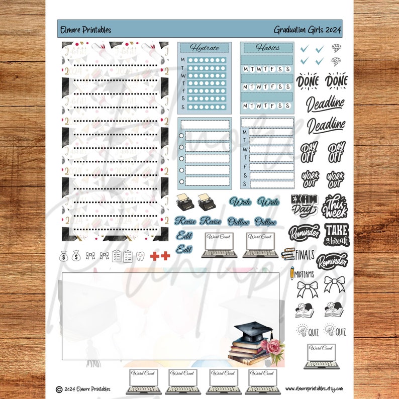 Graduation Planner Stickers Dashboard Layout Classic HP Weekly Kit ...