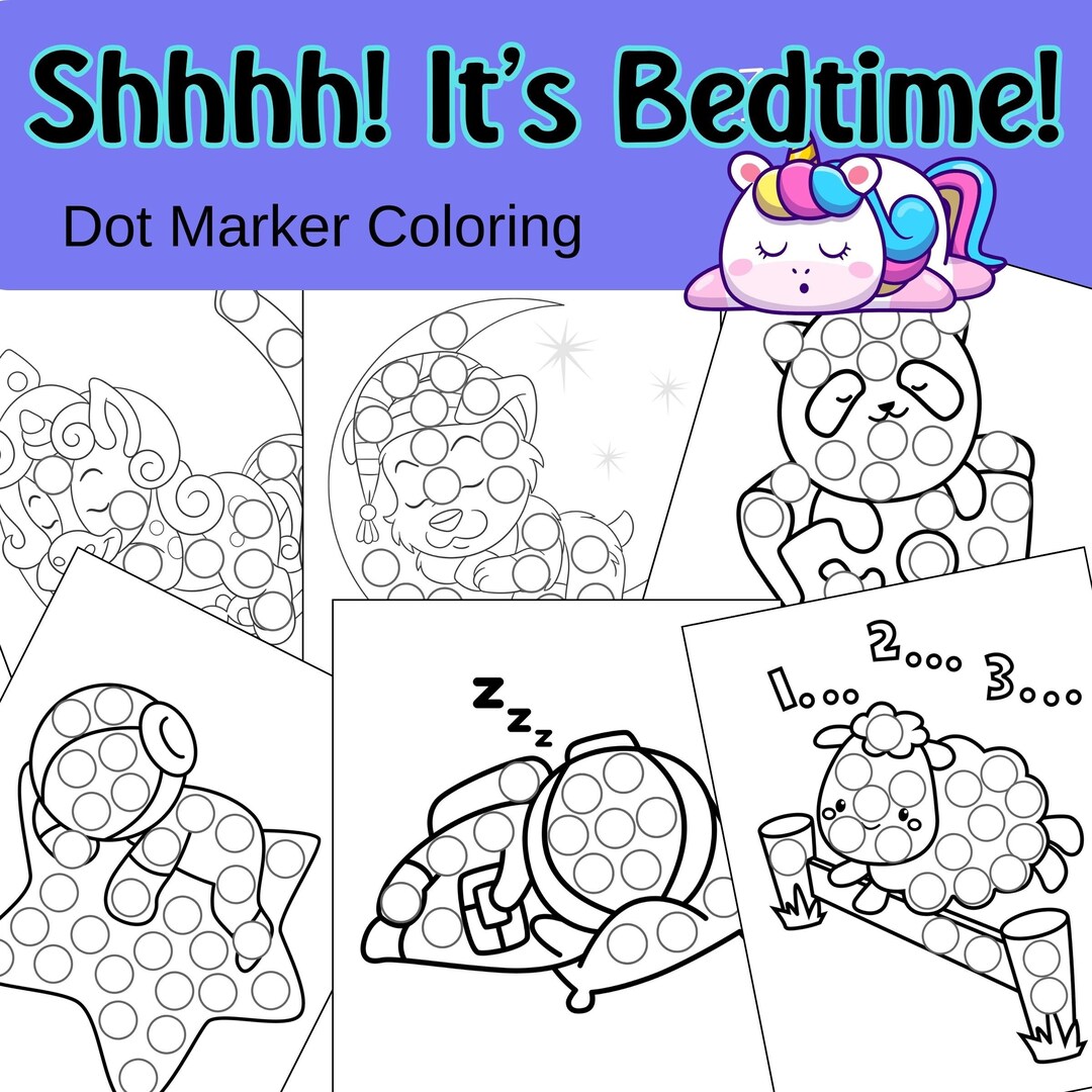 Dot Marker Shh It's Bedtime Coloring Pages 22 Pages of Sleeping Animals ...