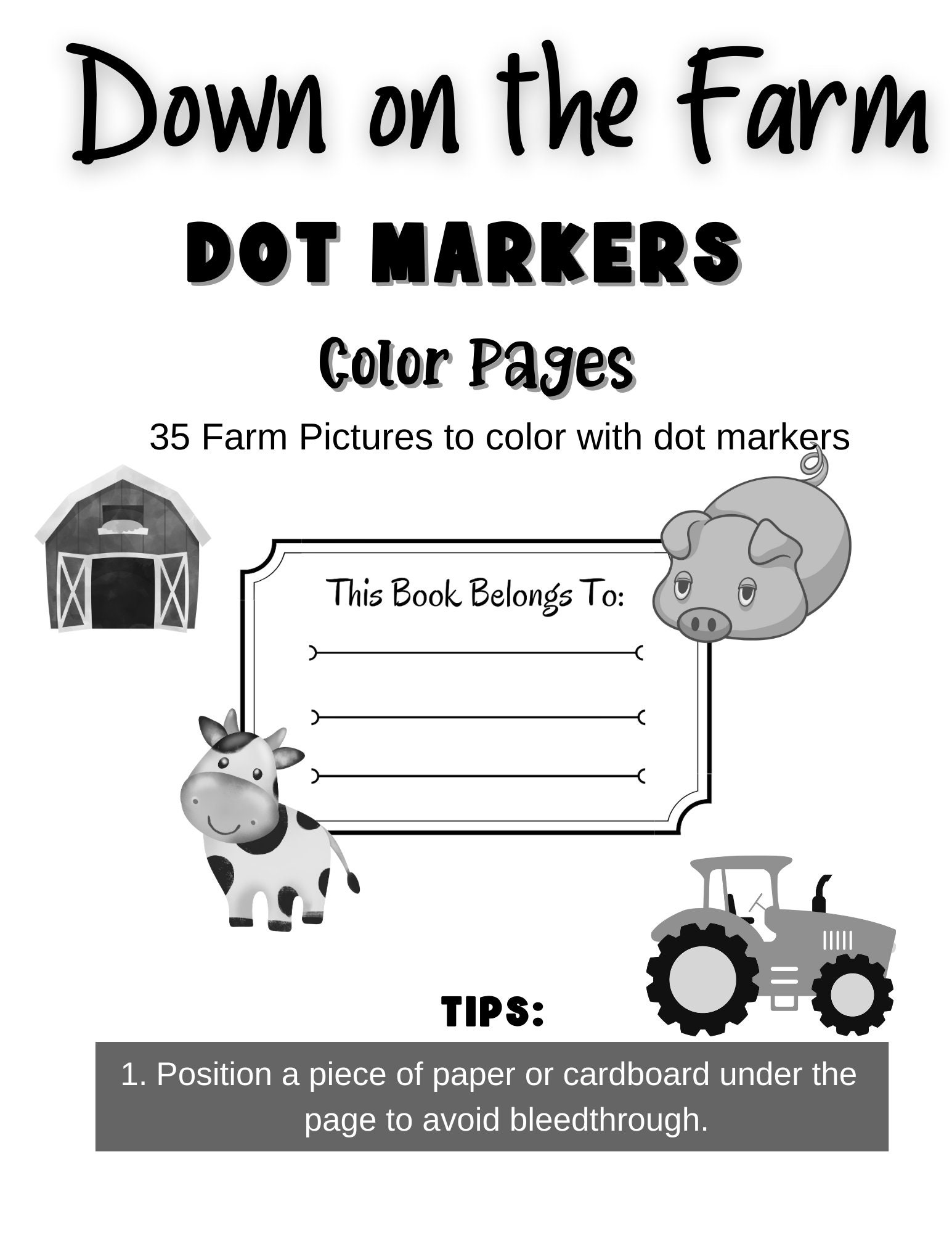 Dot Marker Coloring Book Down on the Farm Dot Marker Pages - Etsy