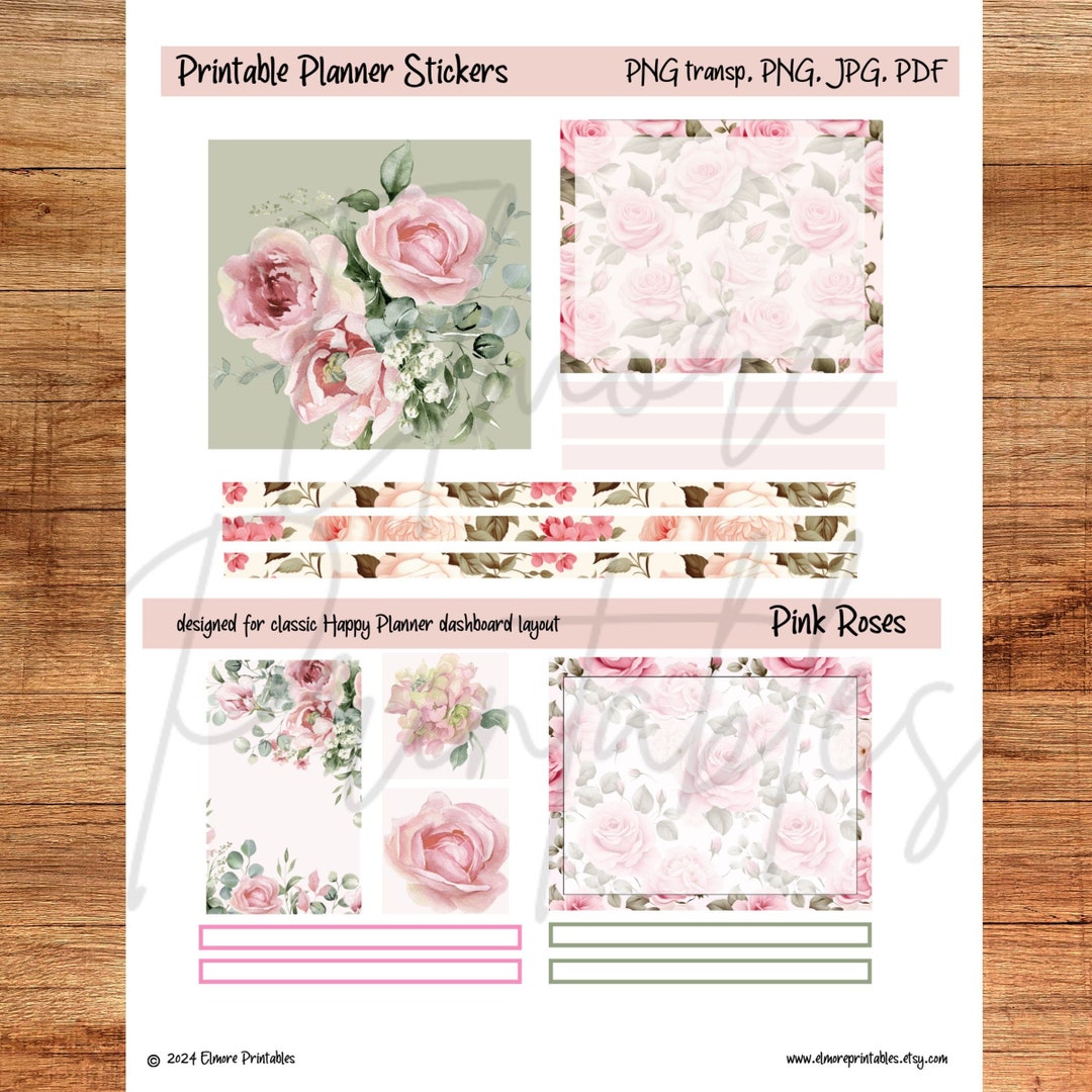 Roses Stickers Dashboard Layout Classic HP Weekly Layout Pink Roses ...