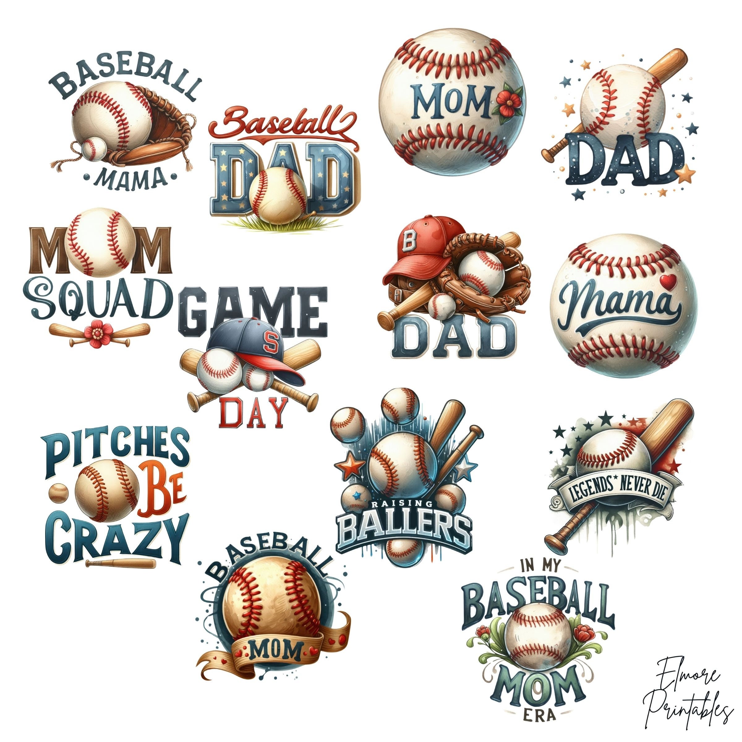 Clipart Bundle Baseball Graphics Mega Pack With Baseball Mom and ...