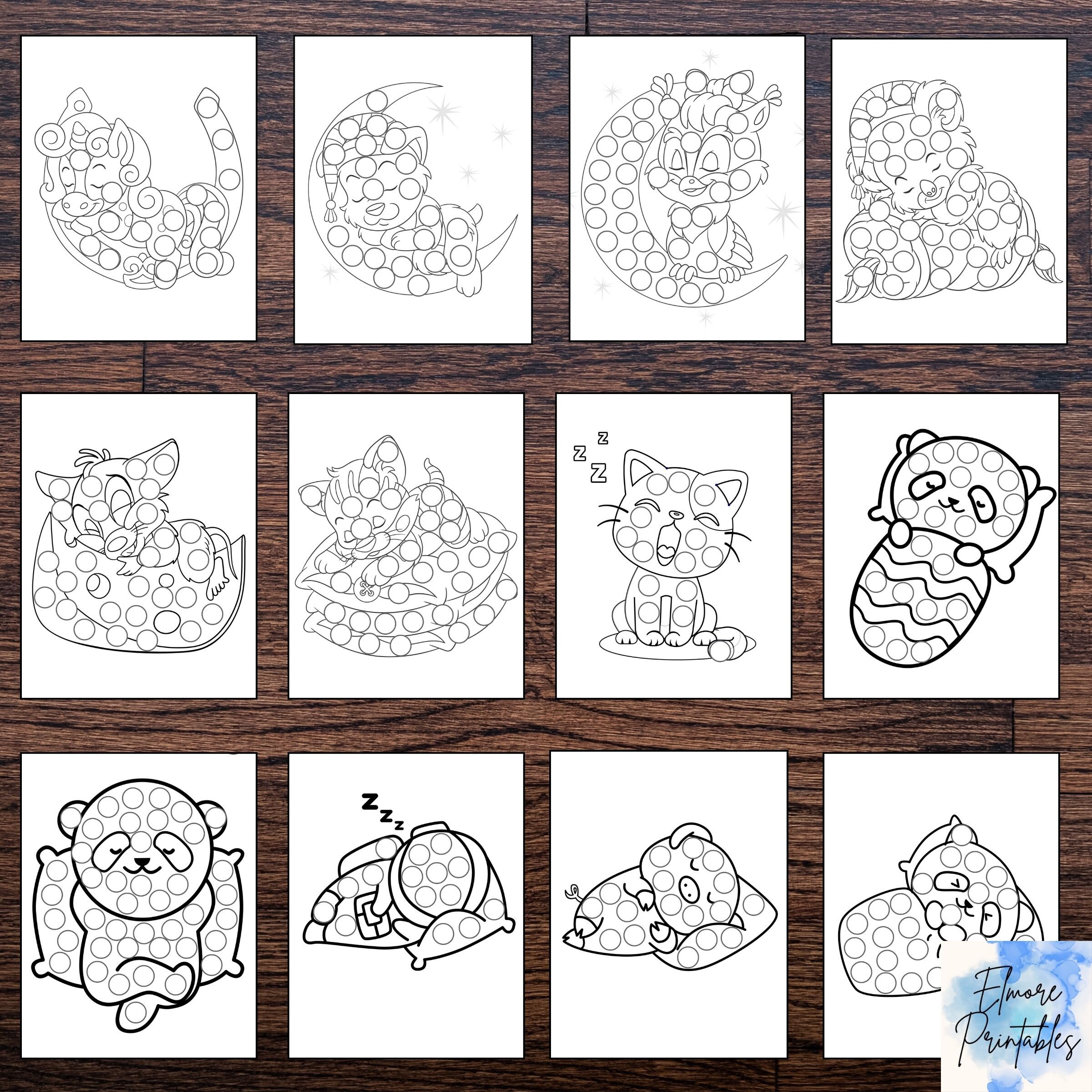 Dot Marker Shh It's Bedtime Coloring Pages 22 Pages of Sleeping Animals ...