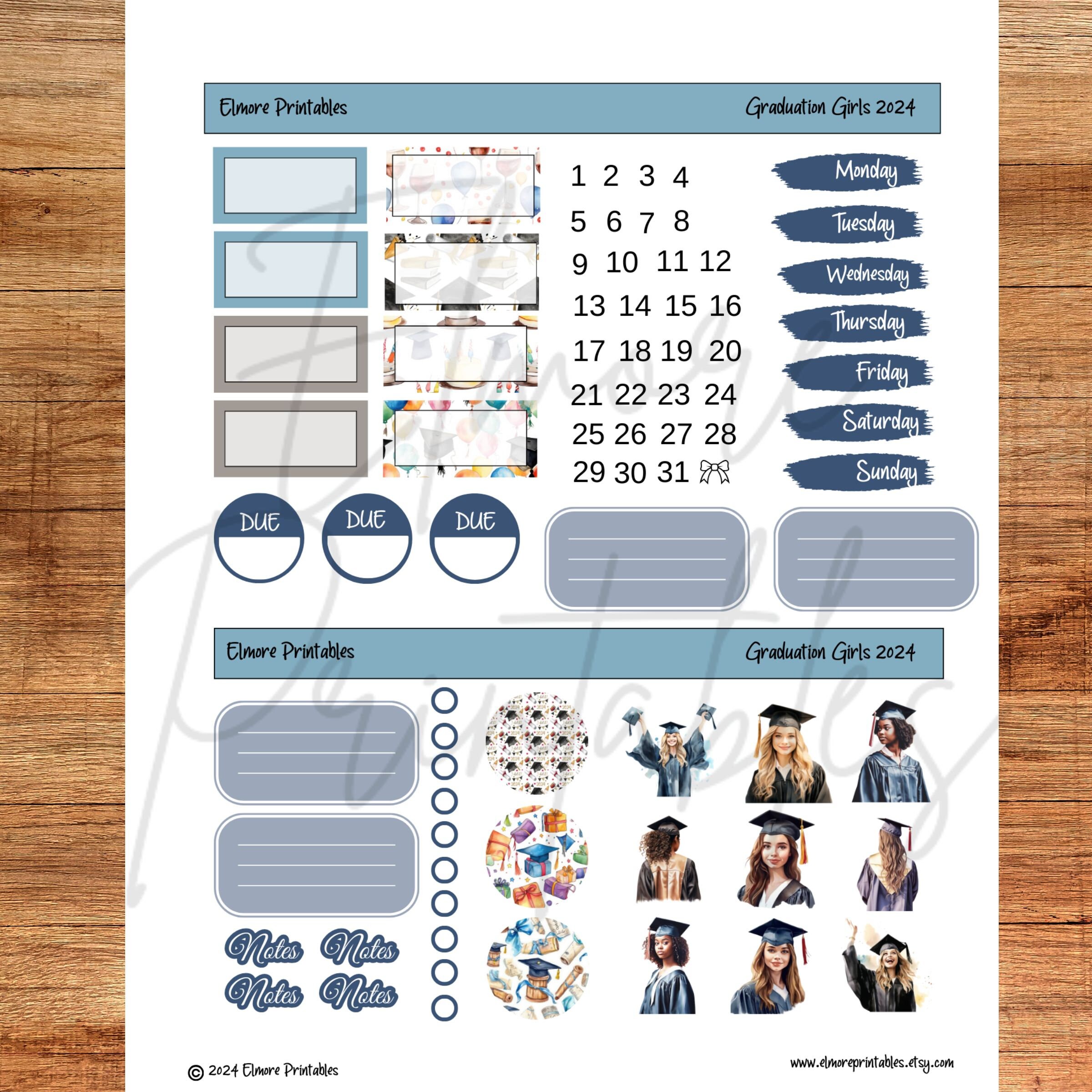 Graduation Planner Stickers Dashboard Layout Classic HP Weekly Kit ...