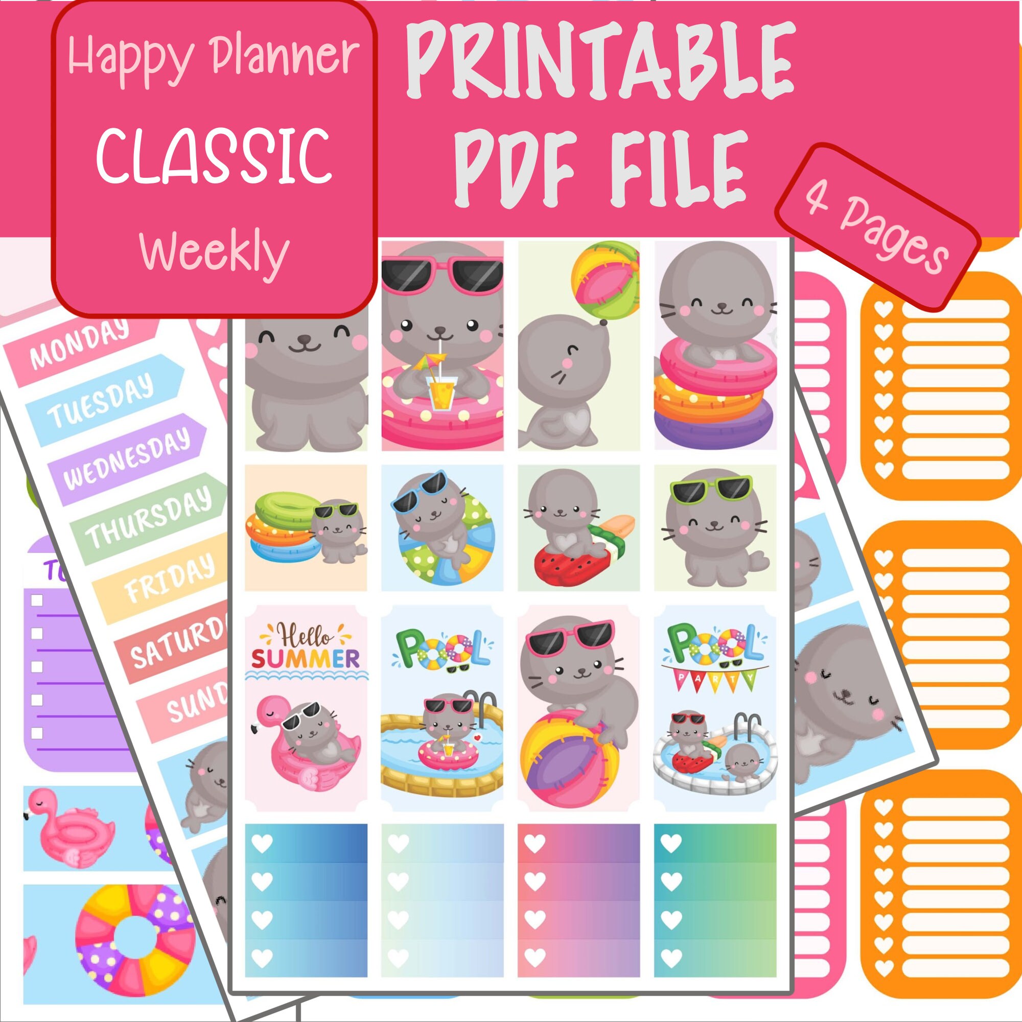 Seals Stickers Vertical Layout Classic HP Weekly Kit Summer Seals ...