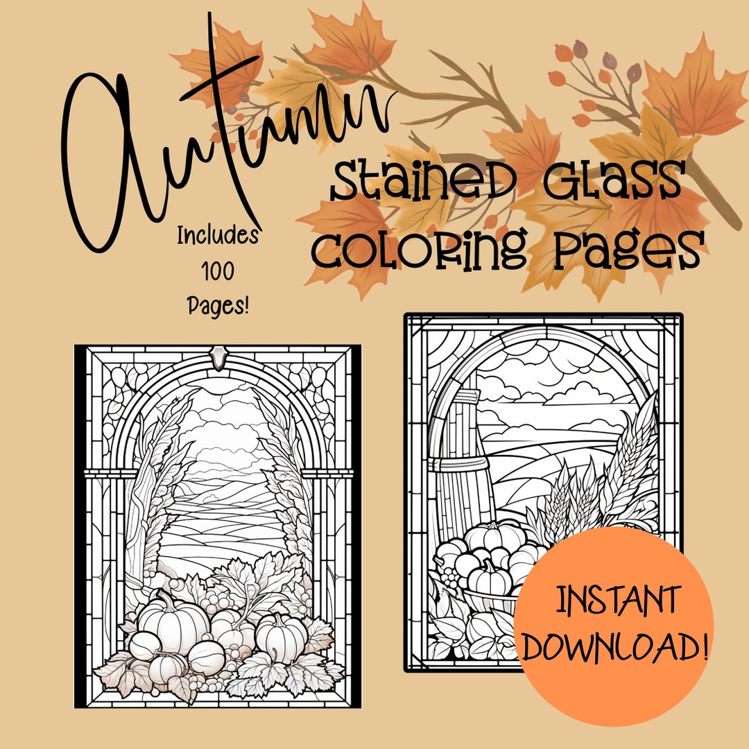 100 Autumn Coloring Page Adult Coloring Page Fall Coloring Book Fall ...
