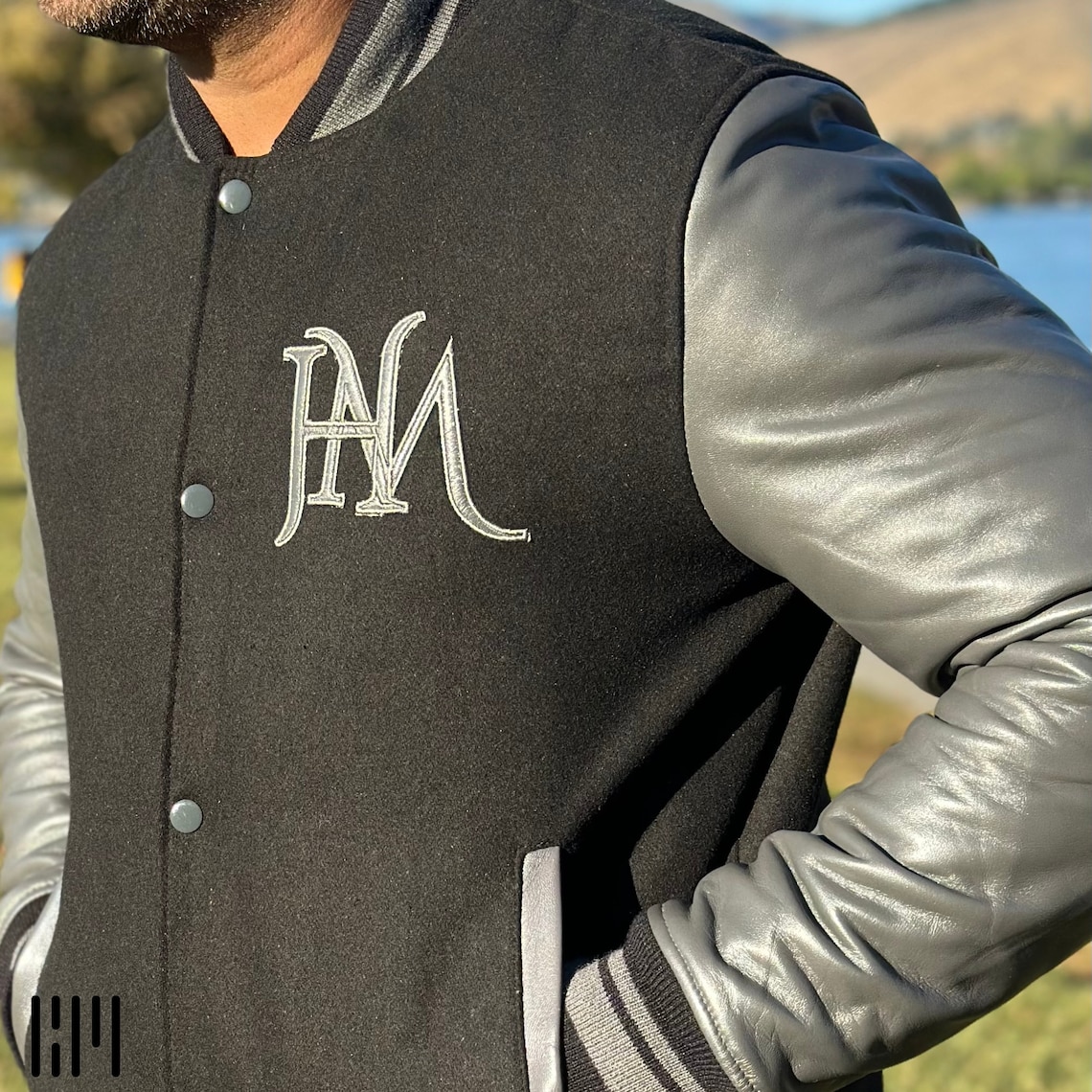 Men's Varsity Logo Embroidery Bomber Grey Jacket - Etsy