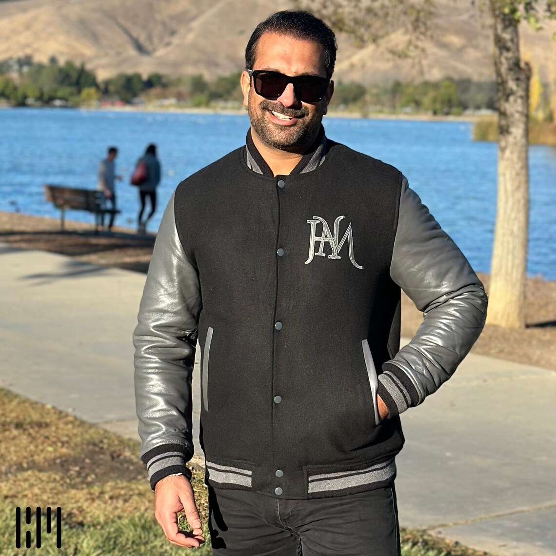 Men's Varsity Logo Embroidery Bomber Grey Jacket - Etsy