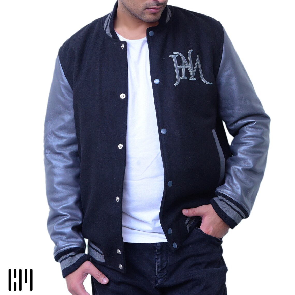 Men's Varsity Logo Embroidery Bomber Grey Jacket - Etsy