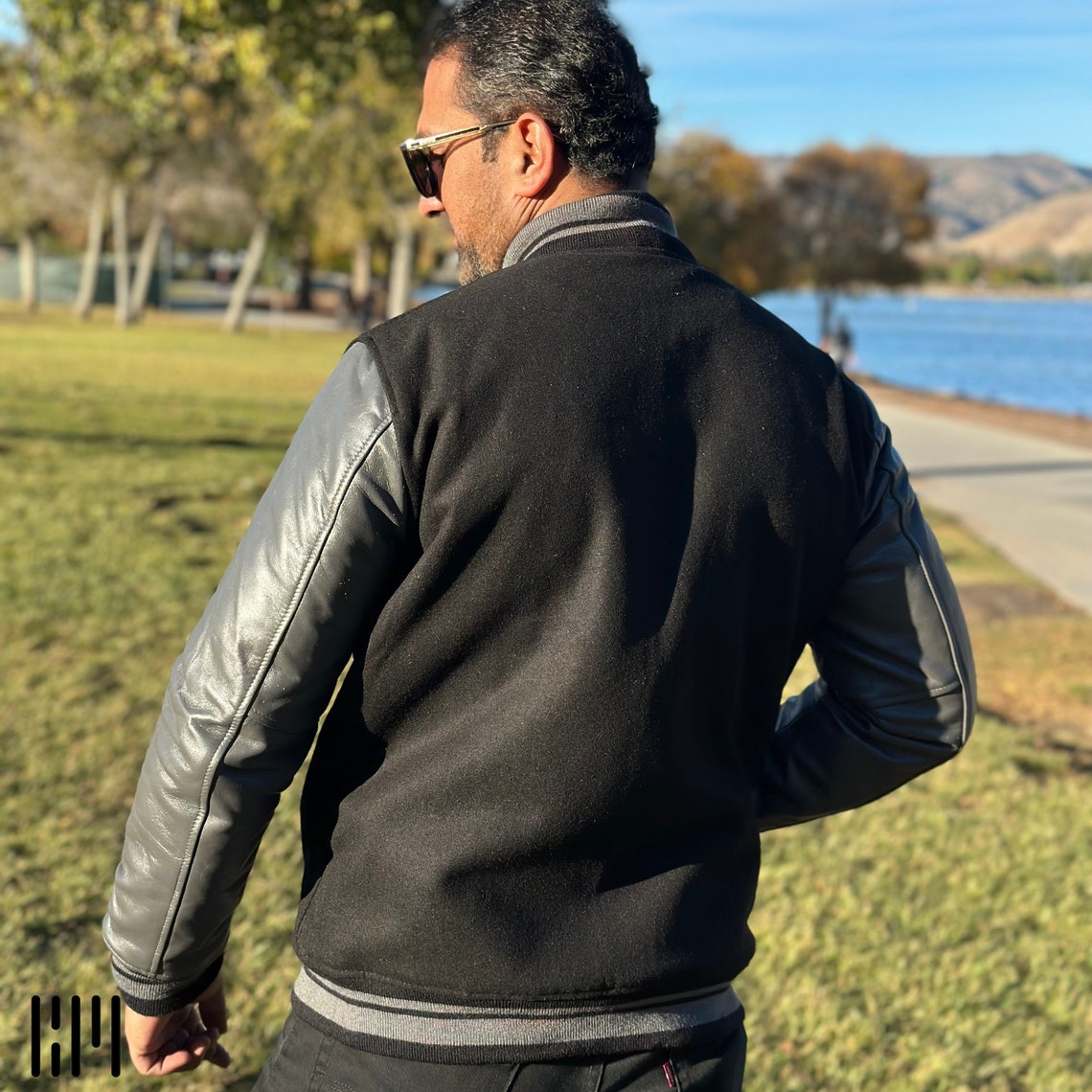 Men's Varsity Logo Embroidery Bomber Grey Jacket - Etsy